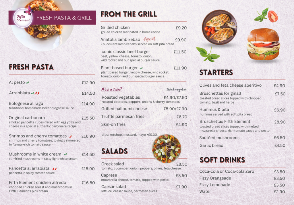 Our Menu – Fifth Element